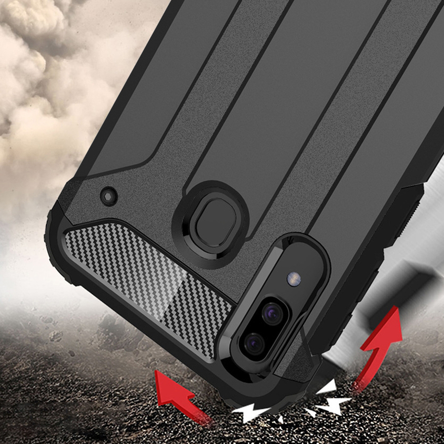 Military Defender Shockproof Case for Galaxy A20 / A30 (Black)